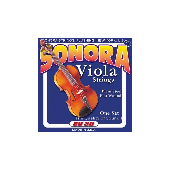 Sonora SV30 Plain Steel Flat Wound Viola String Set